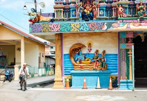 A wall sculpture on the Sri Muthu Mariamman Temple at Kampung Chetti ...